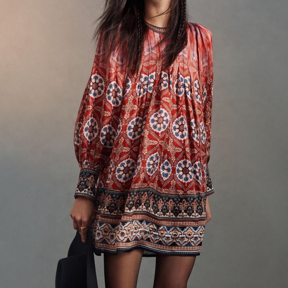 Anthropologie X Tanvi Kedia Boho Mini Dress - Size Xs - Gem